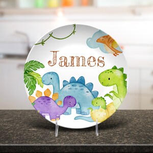 Dinosaur Dinnerware Set, Personalized Kids Plate and Bowl (unbreakable ...