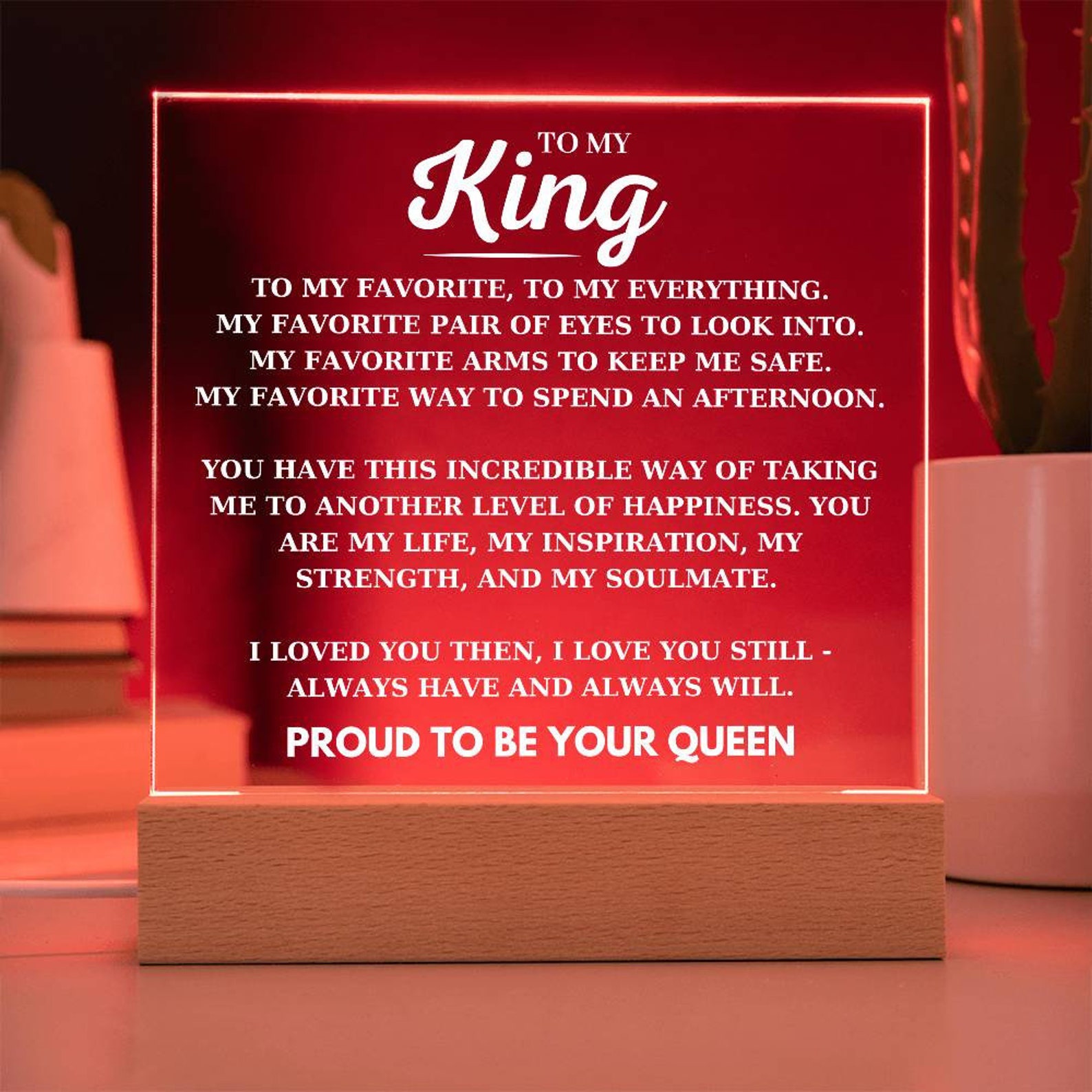To My King Desk Plaque From Your Proud Queen, Boyfriend Birthday ...