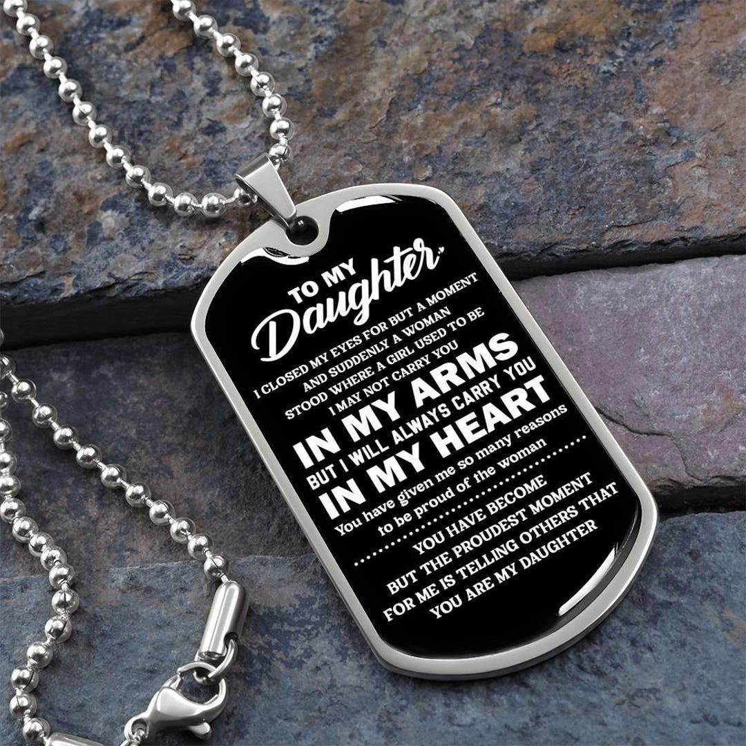 Custom to My Daughter Dog Tag Necklace With Engraving, Daughter Gift ...
