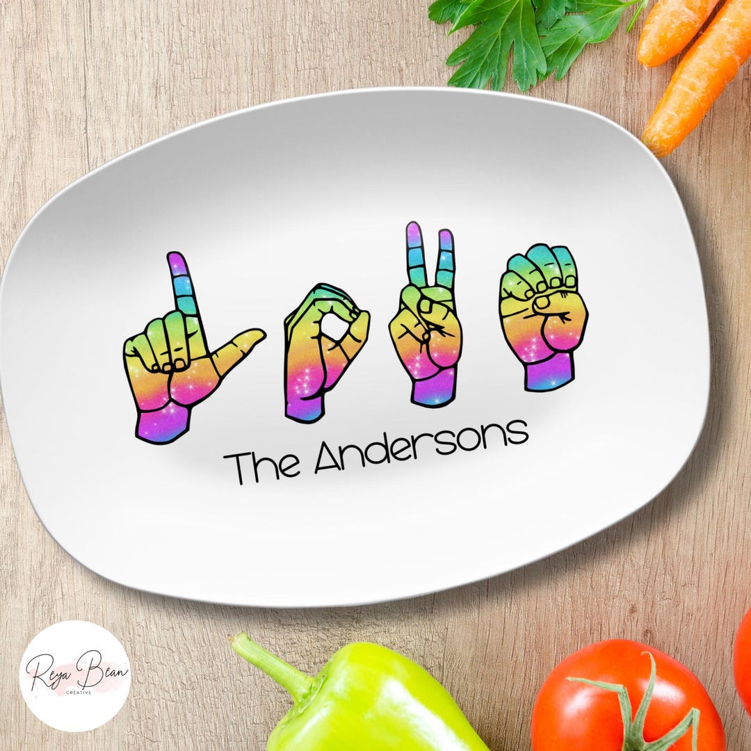 Sign Language Custom Family Name Platter, Personalized ASL Love ...