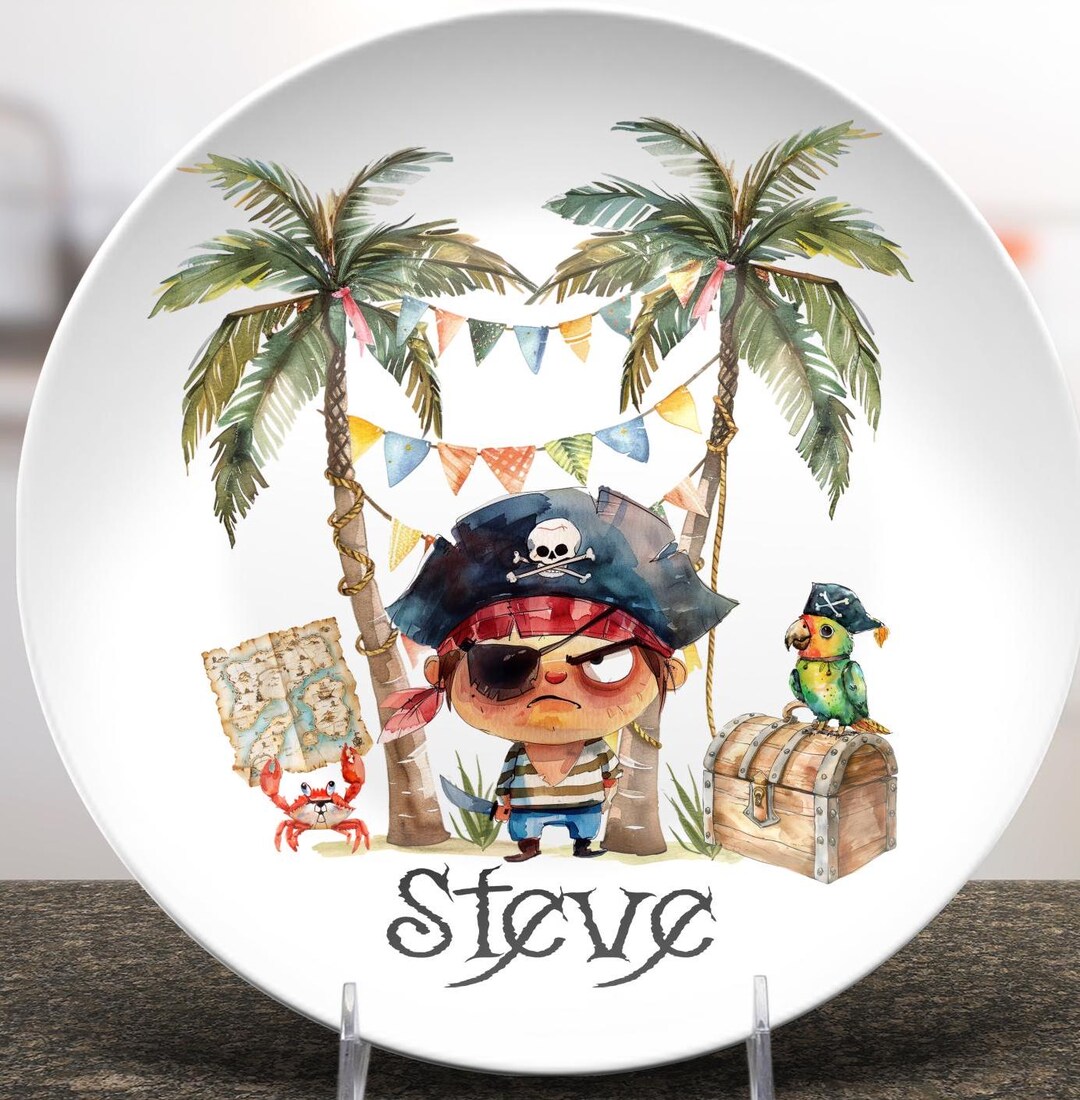 Custom Pirate Dinnerware Set, Silverware Placemat Child's Name, Pirate ...