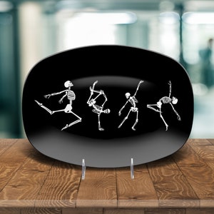 Dancing Skeleton Halloween Platter, Gothic Spooky Halloween Party Plate ...