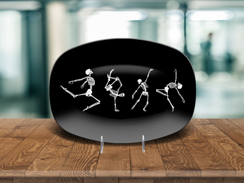 Dancing Skeleton Halloween Platter, Gothic Spooky Halloween Party Plate ...