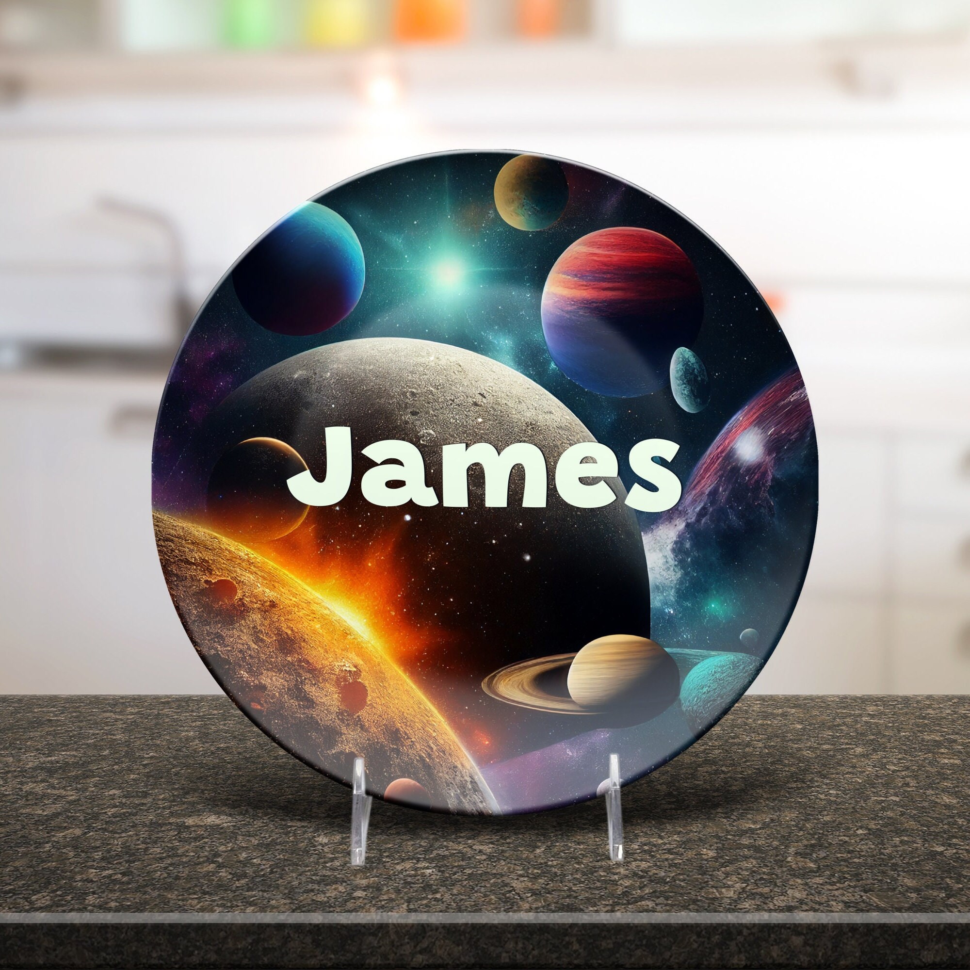 Personalized Kids Dinnerware Set - Outer Space Plate, Bowl, Placemat - Etsy