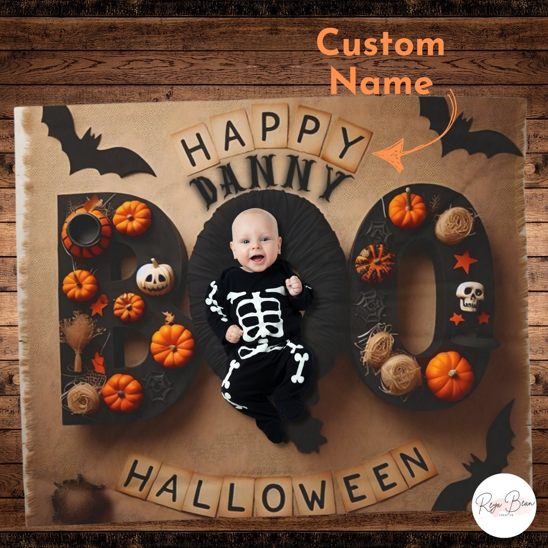First Happy Halloween Baby Photoshoot Blanket Backdrop, Boo Pumpkin ...