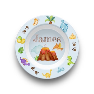 Custom Dinosaur Dinnerware Set, Personalized Plate, Bowl, Placemat ...