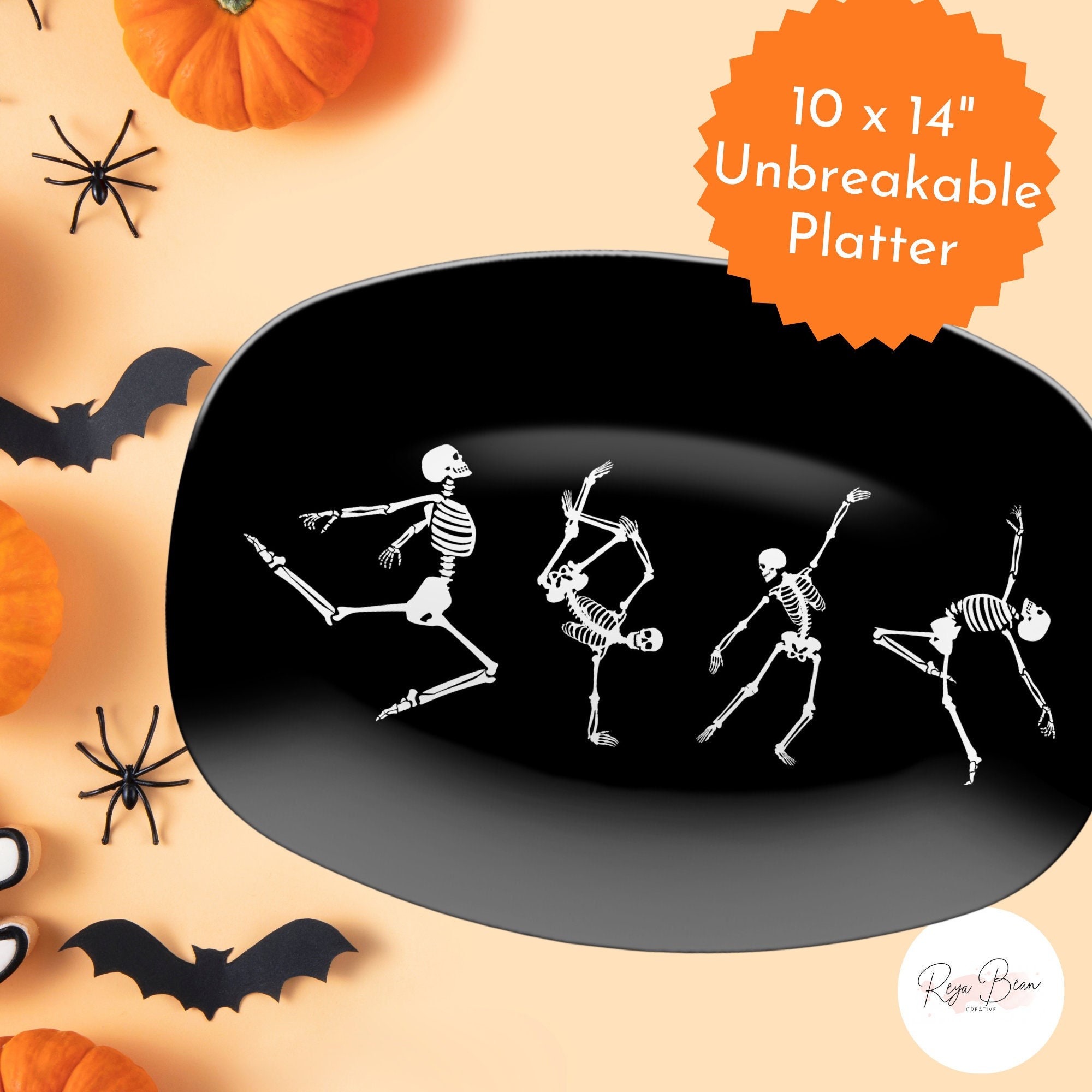 Dancing Skeleton Halloween Platter, Gothic Spooky Halloween Party Plate ...