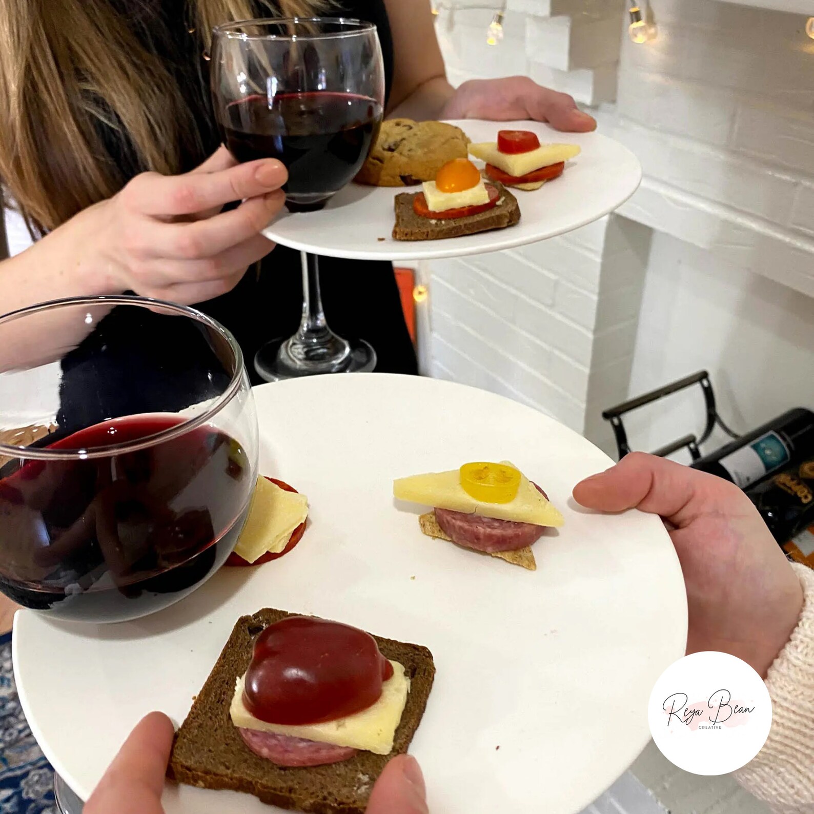 Custom Wedding Cocktail Hour Appetizer Wine Glass Holder and Food Plate ...