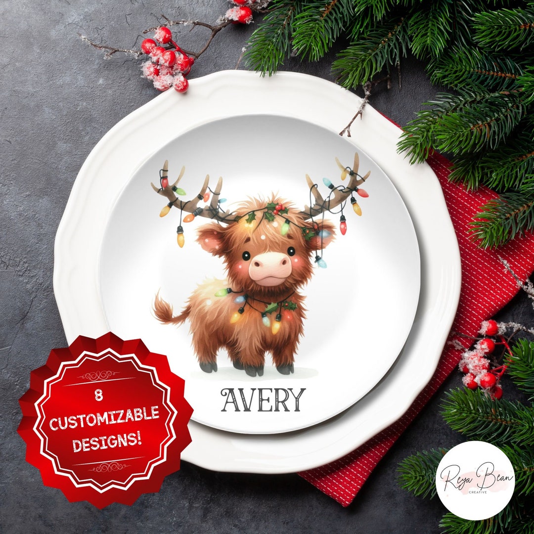 Highland Cow Christmas Plates, Unbreakable Decoplate Dinnerware Set of ...