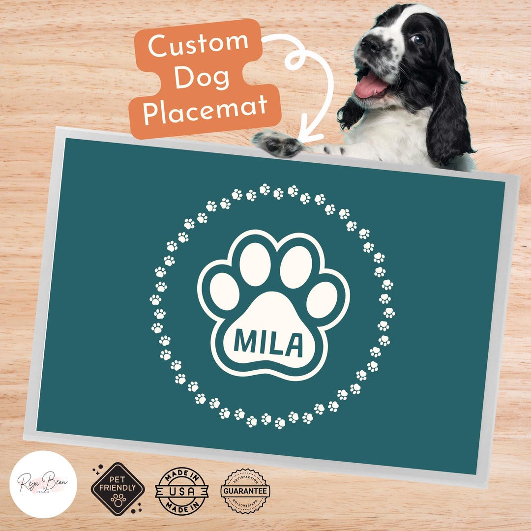 Custom Dog Placemat, Personalized Puppy Plate Food Mat Set, Dog ...
