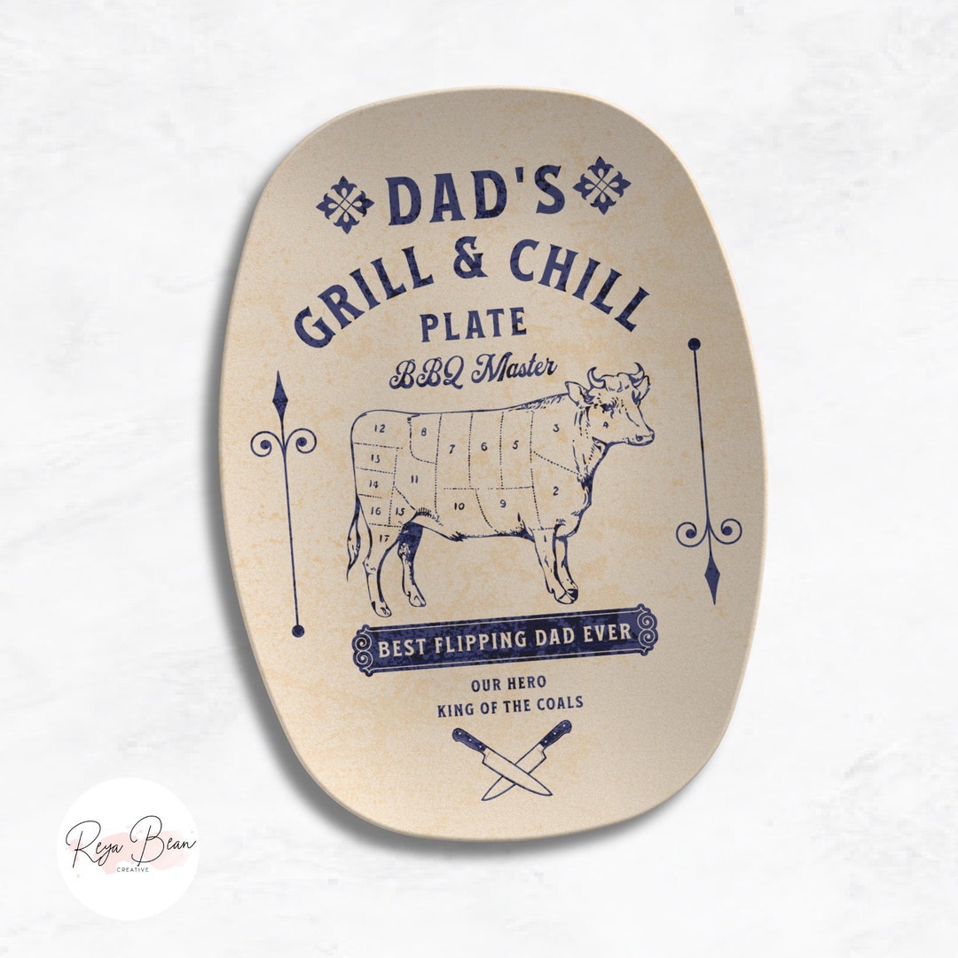 Custom Father's Day Meat Cut Cow Platter Gift for Dad, Dad's Chill and ...