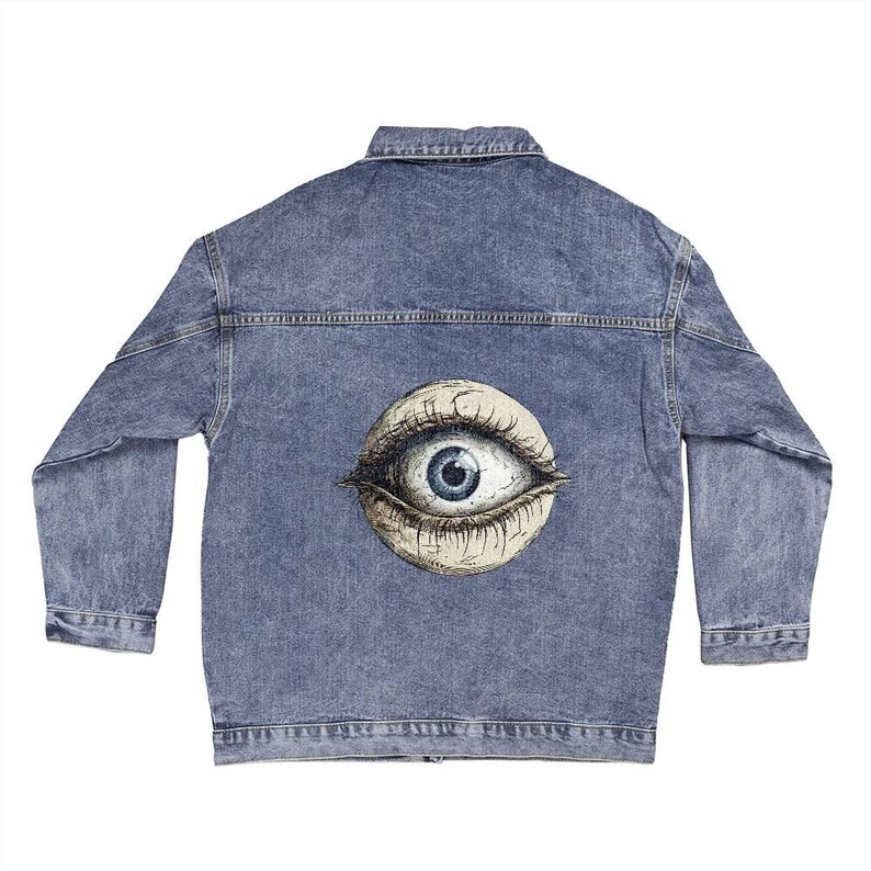 Evil Eye Jean Jacket, Gothic Protective Power Blue Eyeball, Oversized ...