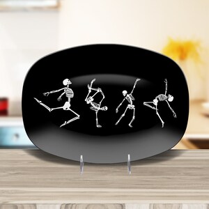 Dancing Skeleton Halloween Platter, Gothic Spooky Halloween Party Plate ...