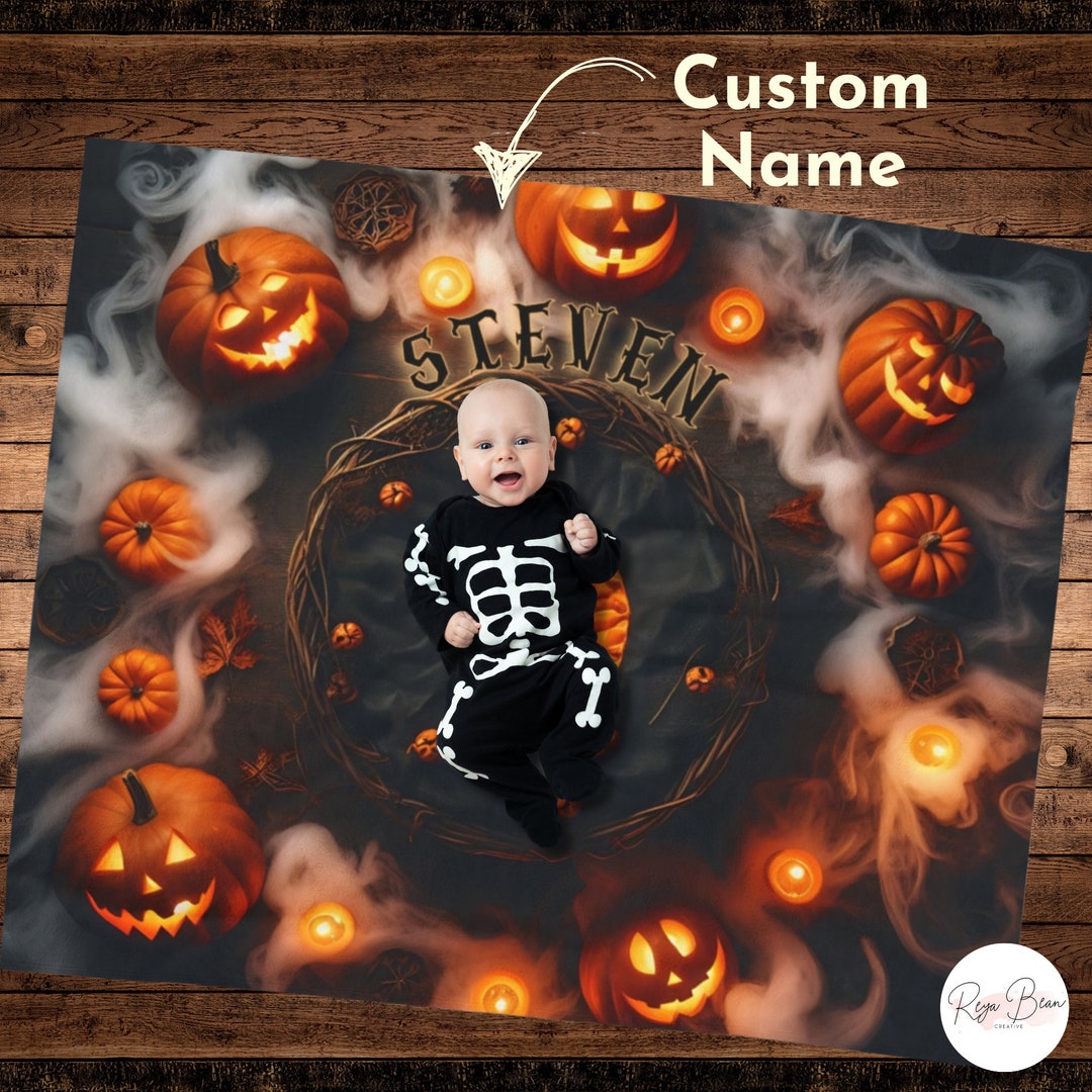 First Halloween Baby Photoshoot Milestone Blanket Backdrop, Spooky ...
