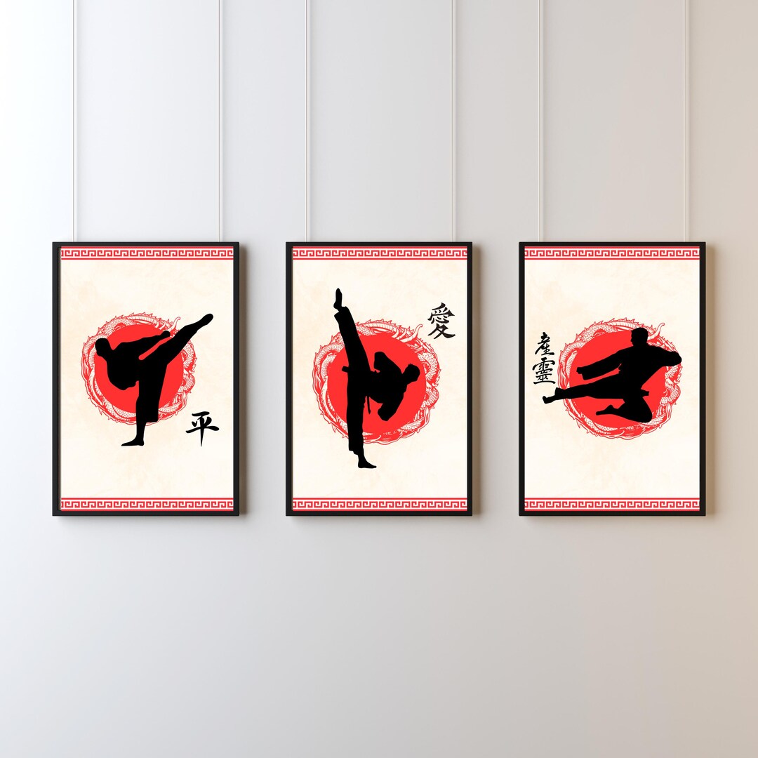 Martial Arts Wall Art Set Karate and Taekwondo Silhouette Posters ...