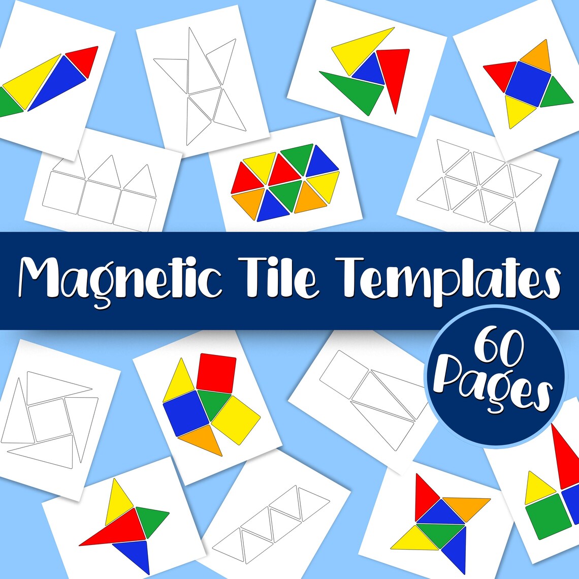 Magnetic Tile Templates: 2D STEM Puzzles, Preschool Activity (digital ...
