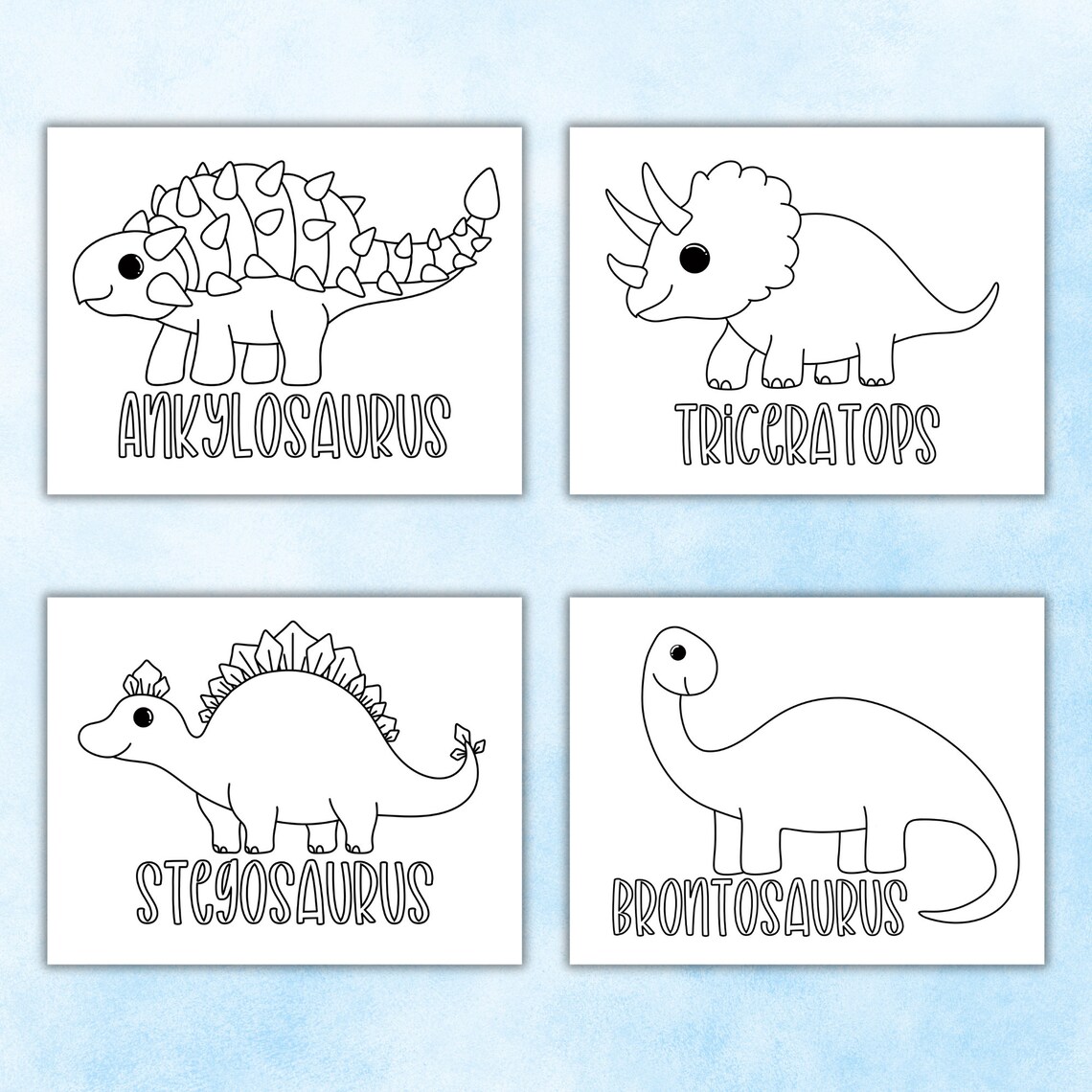 Printable Dinosaur Coloring Page Bundle - 10 Pages - Activity ...