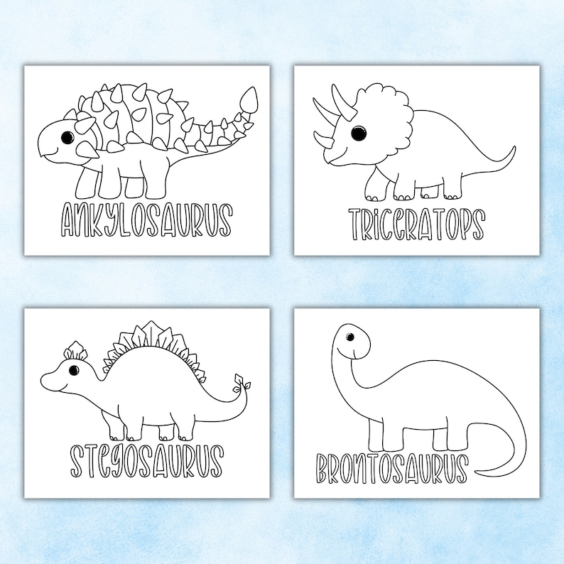 Printable Dinosaur Coloring Page Bundle - 10 Pages - Activity ...