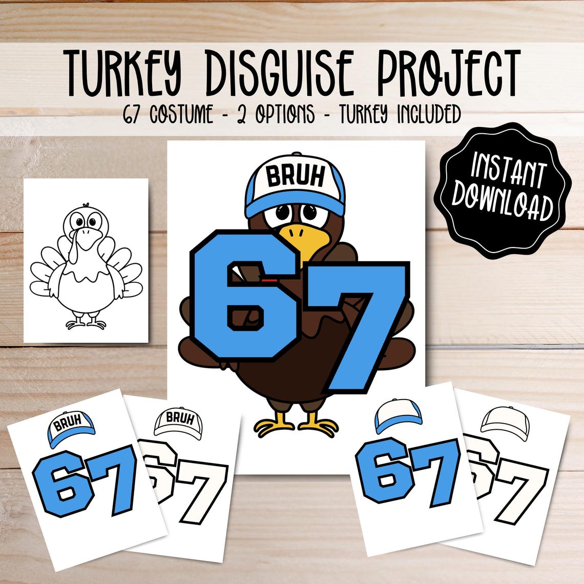 Six Seven Turkey Disguise - 67 Bruh Printable Costume Project (digital ...