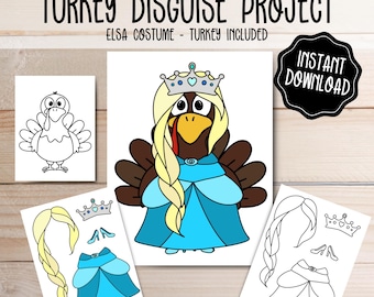 Turkey Disguise Printable - Princess Costume - Thanksgiving School ...