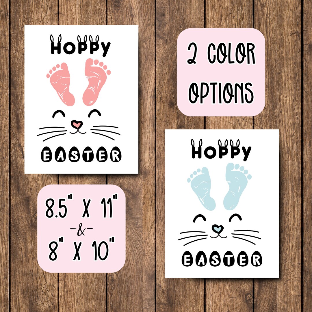 Easter Bunny Footprint Art - Printable Instant Download PDF - Daycare ...