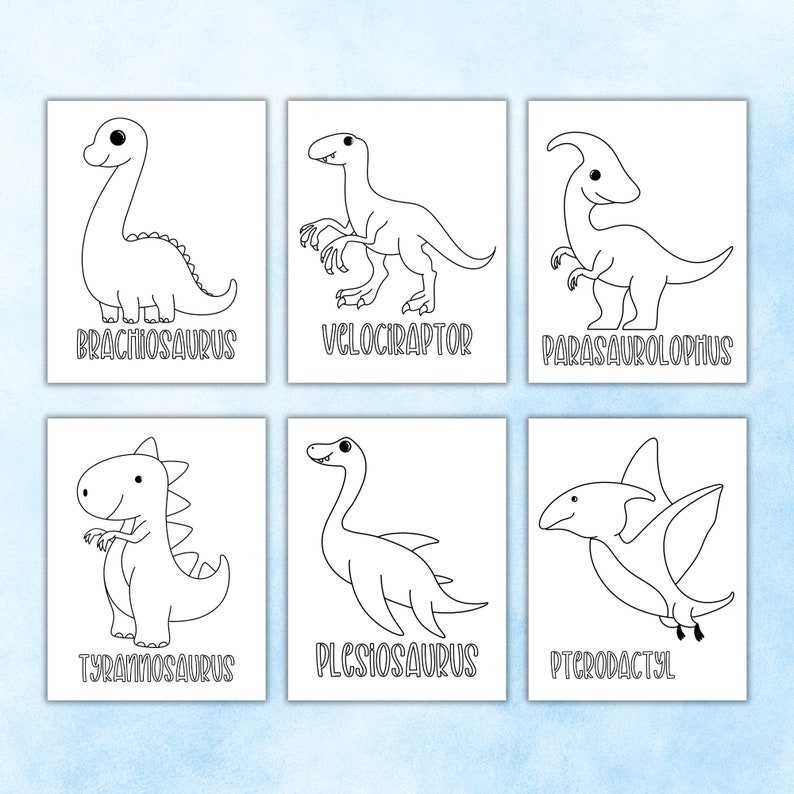 Printable Dinosaur Coloring Page Bundle - 10 Pages - Activity ...