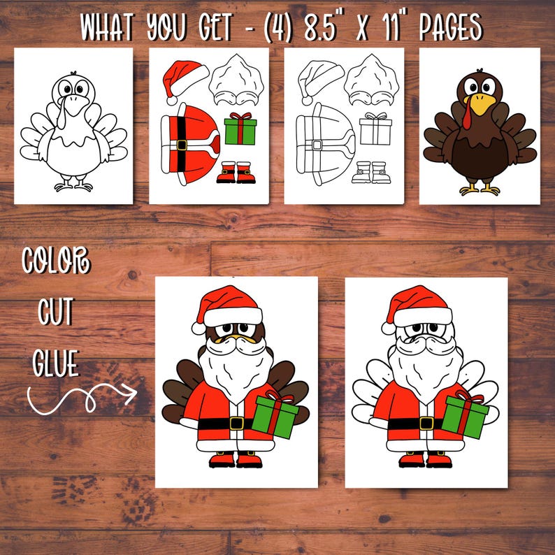 Turkey Disguise Printable - Santa Costume - Thanksgiving School Craft ...