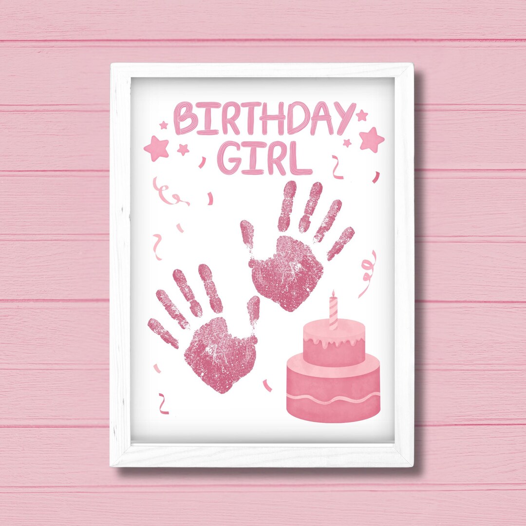 DIY Birthday Girl Handprint Art - Kid's Craft Activity - 8.5"x11 ...