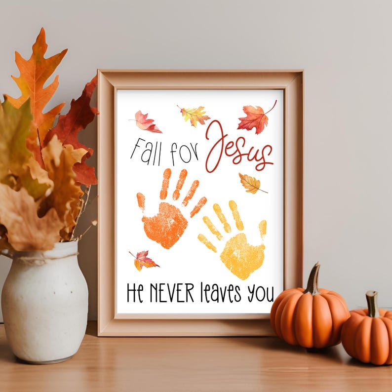 DIY Fall for Jesus Handprint Art Autumn Printable Fall Leaves Kid's ...