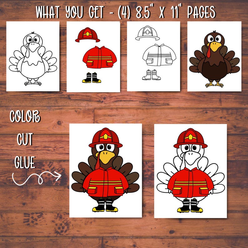Turkey Disguise Printable - Fire Fighter Costume - Thanksgiving School ...