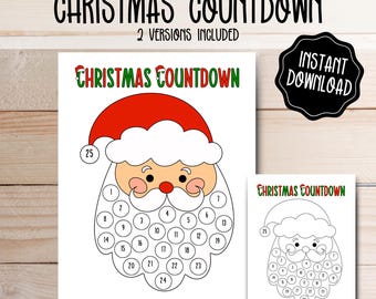 Black / Brown | Santa Beard Christmas Countdown | Advent Calendar ...