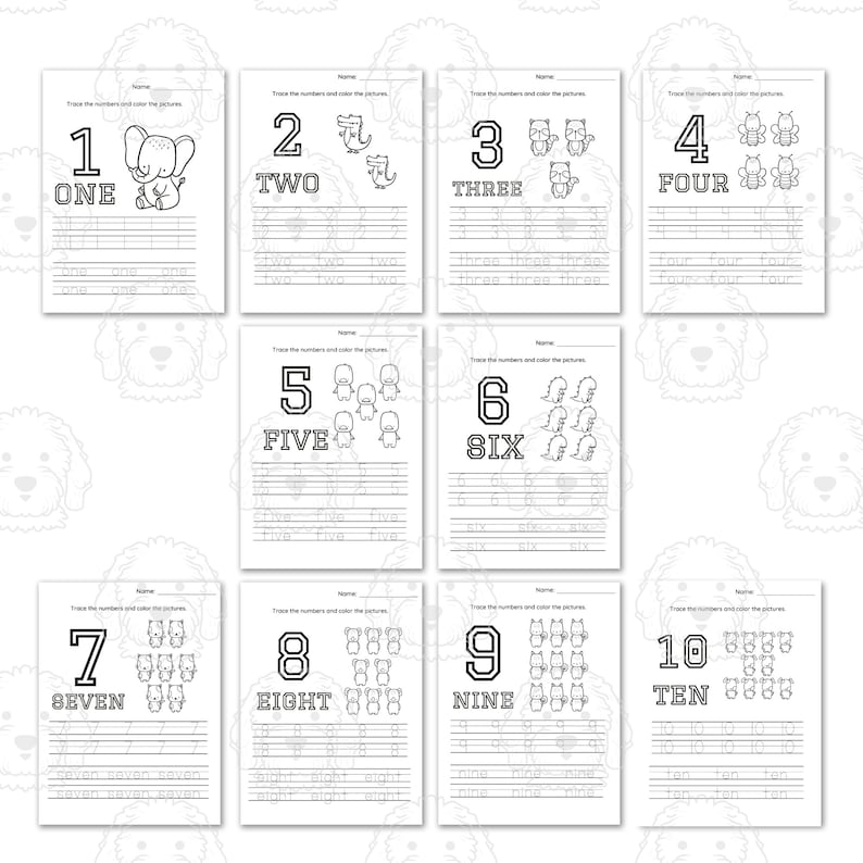 Numbers Count, Color, Trace Worksheet - Homeschool, Kindergarten ...