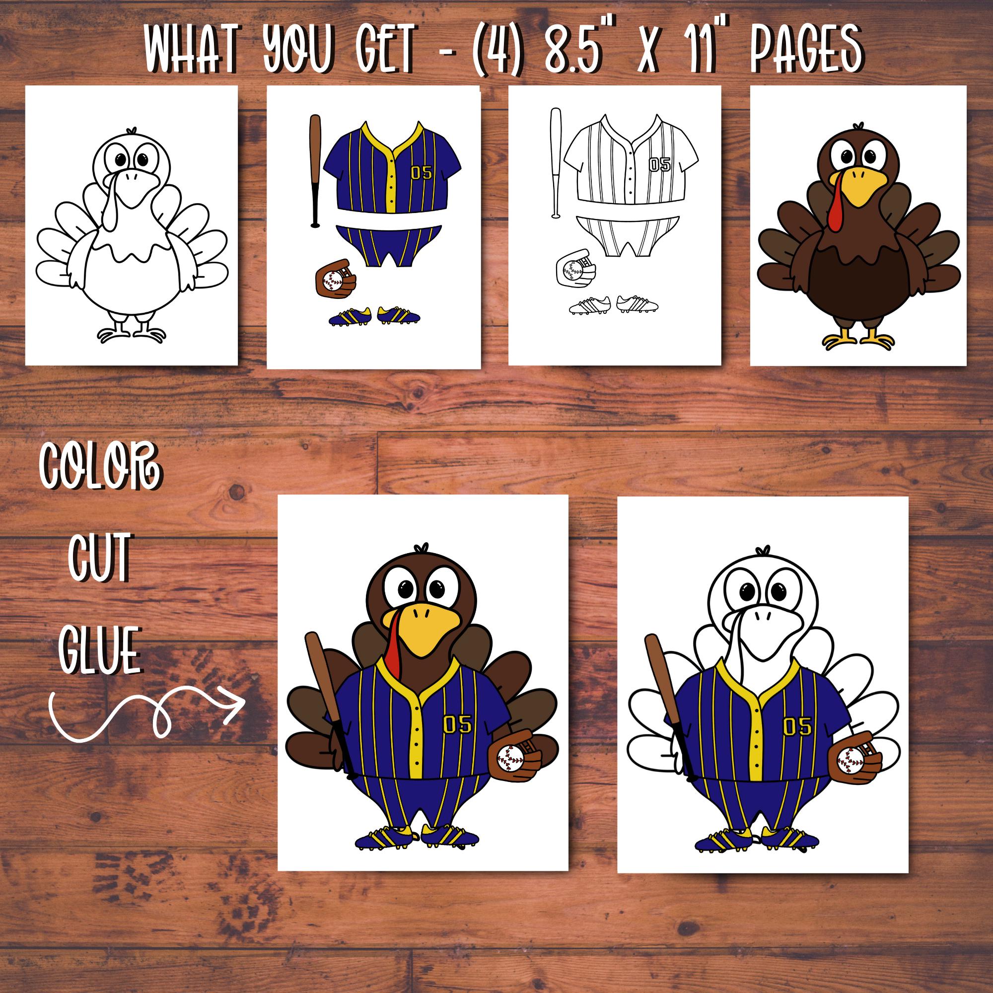 Turkey Disguise Printable: Baseball Player Costume Craft (digital ...