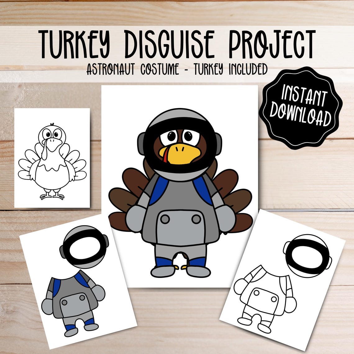 Turkey Disguise Printable - Astronaut Costume - Thanksgiving School ...