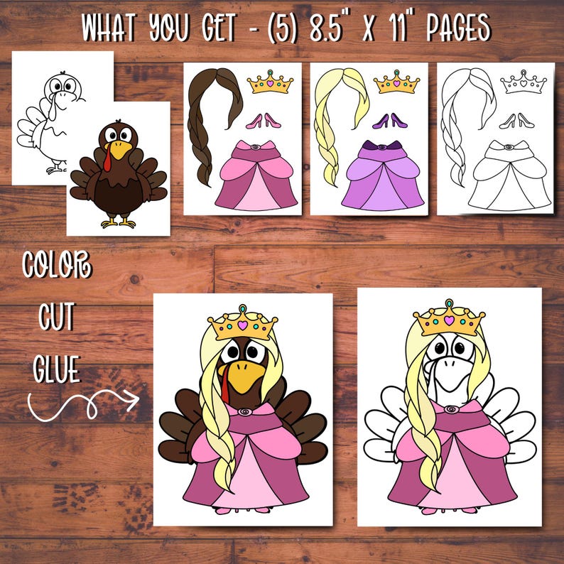 Turkey Disguise Printable: Princess Costume Craft (digital Download) - Etsy