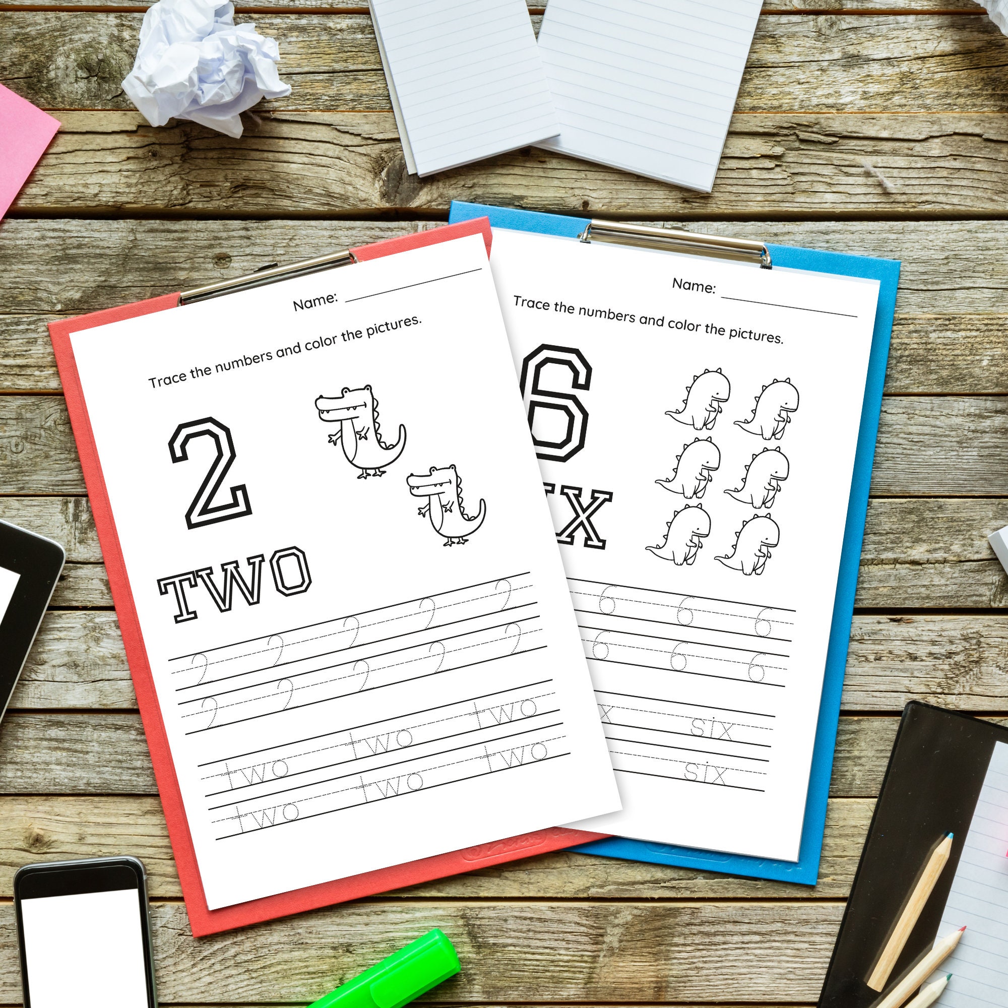 Numbers Count, Color, Trace Worksheet - Homeschool, Kindergarten ...