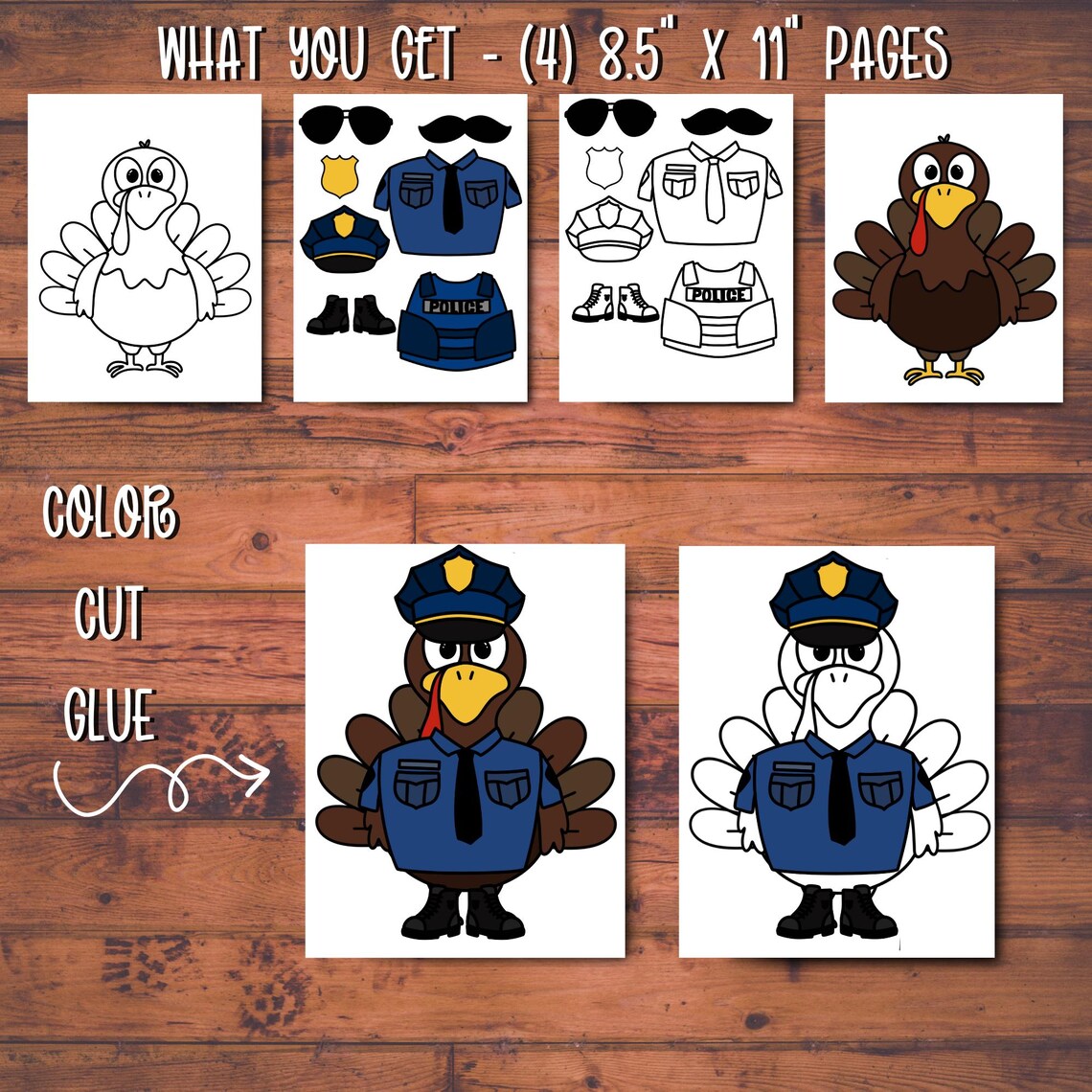 Turkey Disguise Printable - Police Costume - Thanksgiving School Craft ...