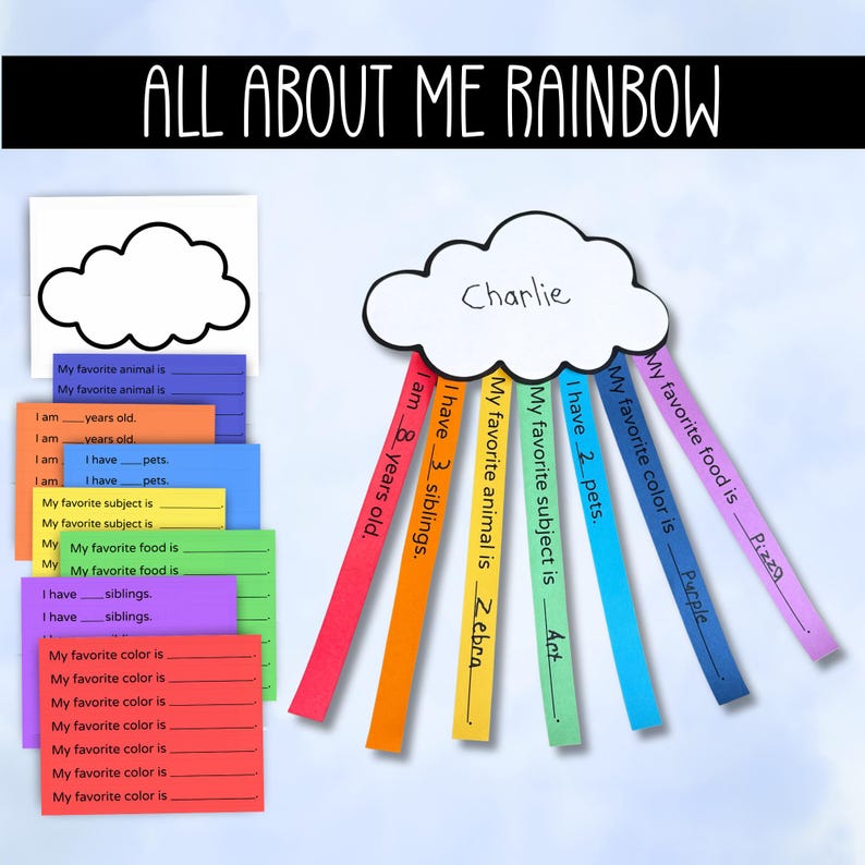 All About Me Rainbow Activity Worksheet - Back to School Class Project ...