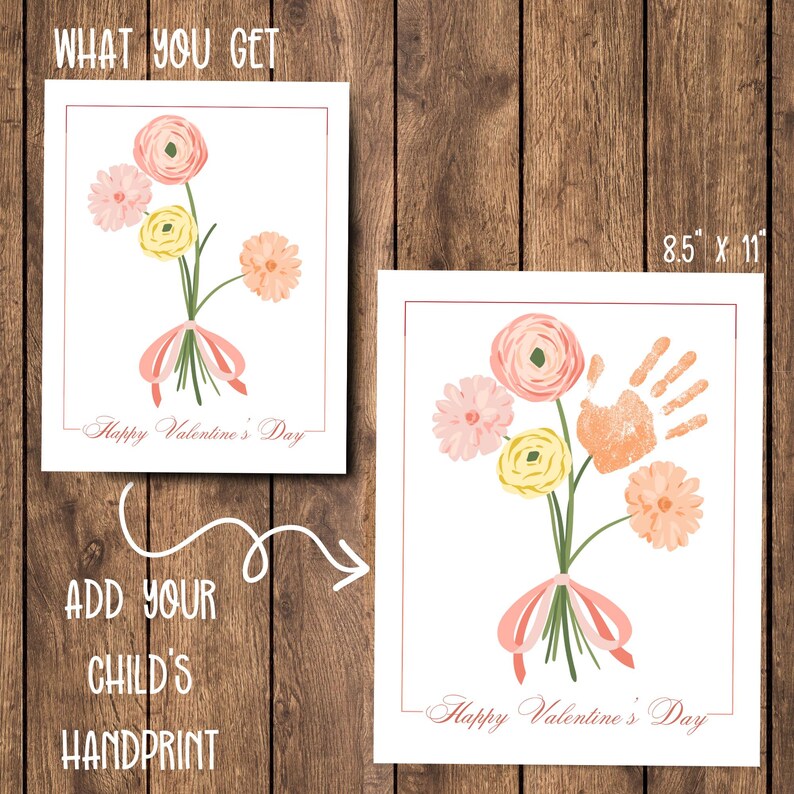 Printable Valentine's Day Gift - Flower Handprint Bouquet - DIY Craft ...