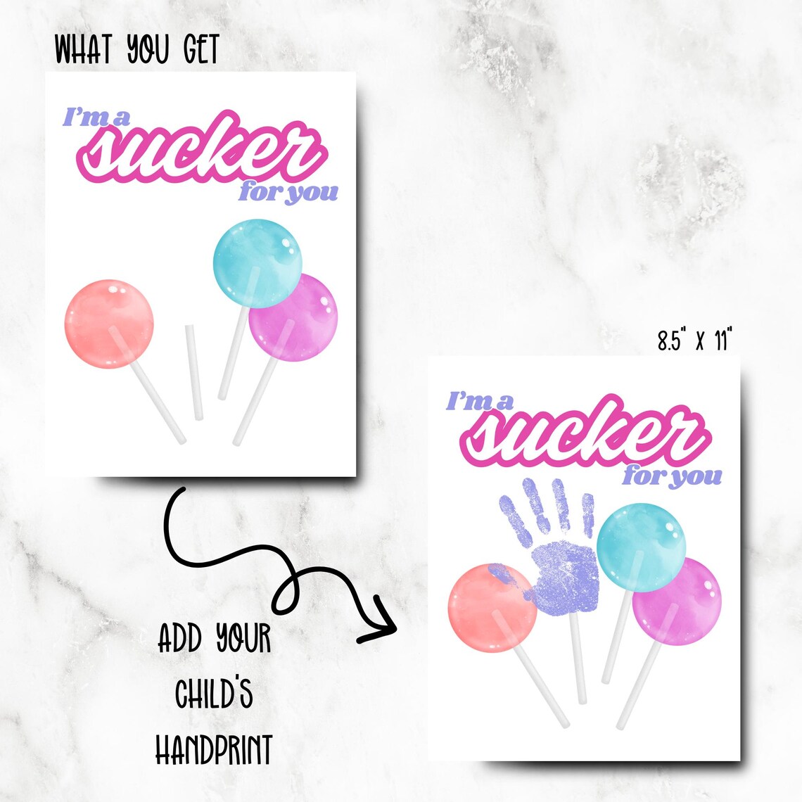 Candy Handprint Art – Sucker for You DIY Project (instant Download) - Etsy