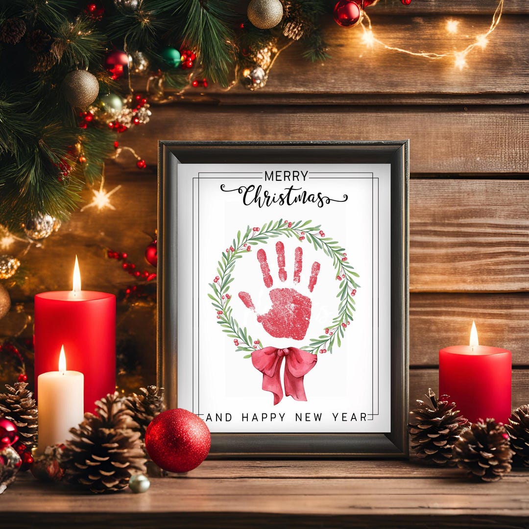 DIY Printable Christmas Wreath Handprint Art - Merry Christmas - Kids ...