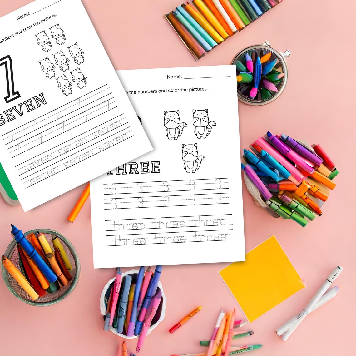 Numbers Count, Color, Trace Worksheet - Homeschool, Kindergarten ...