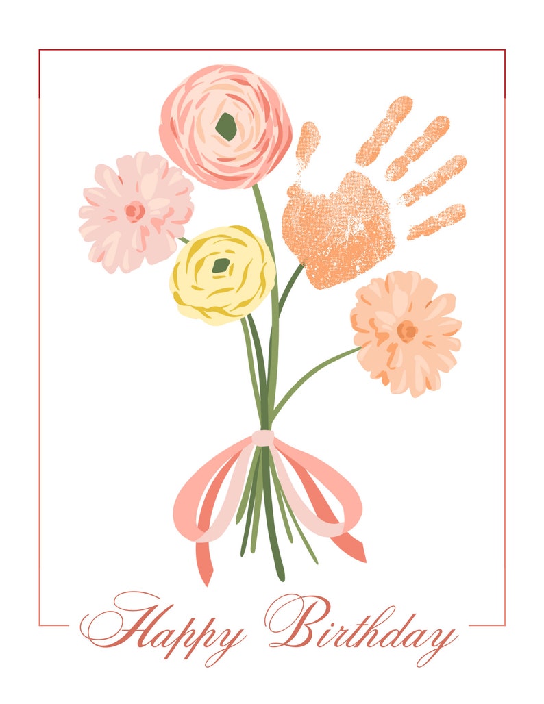 Happy Birthday Flowers Handprint Art - Kids Craft - Daycare Activity ...