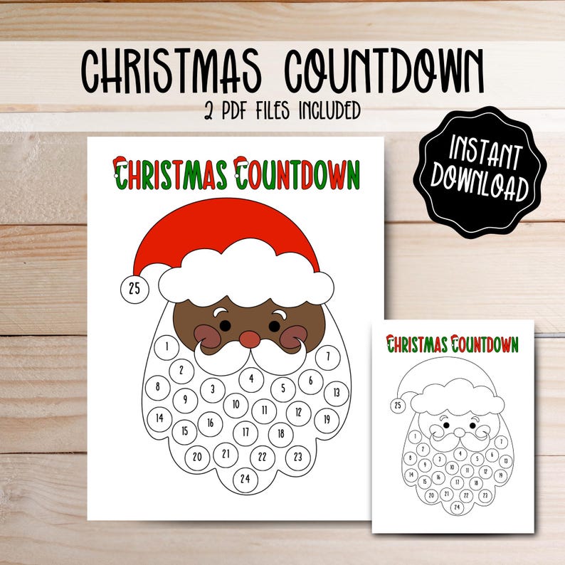 Black / Brown | Santa Beard Christmas Countdown | Advent Calendar ...