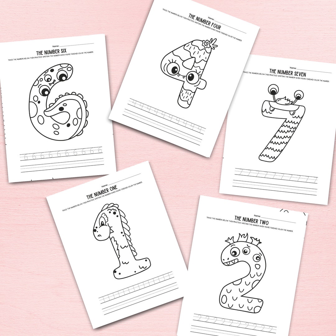 Printable Monster Number Count, Color, Trace Worksheet - Homeschool ...