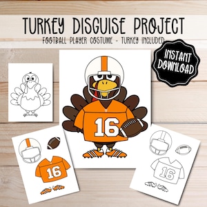 Turkey Disguise Printable - Tennessee Football Player - Thanksgiving ...