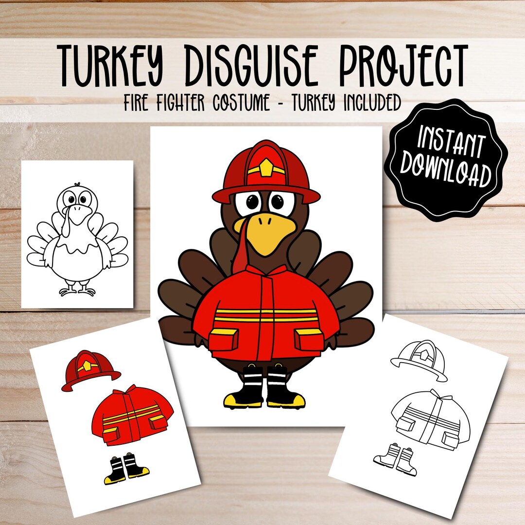 Turkey Disguise Printable: Firefighter Costume Craft (digital Download ...