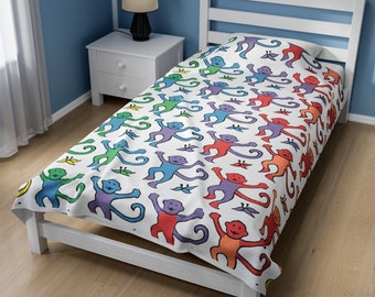 Roller Rabbit Pink Monkey Velveteen Plush Blanket - Etsy