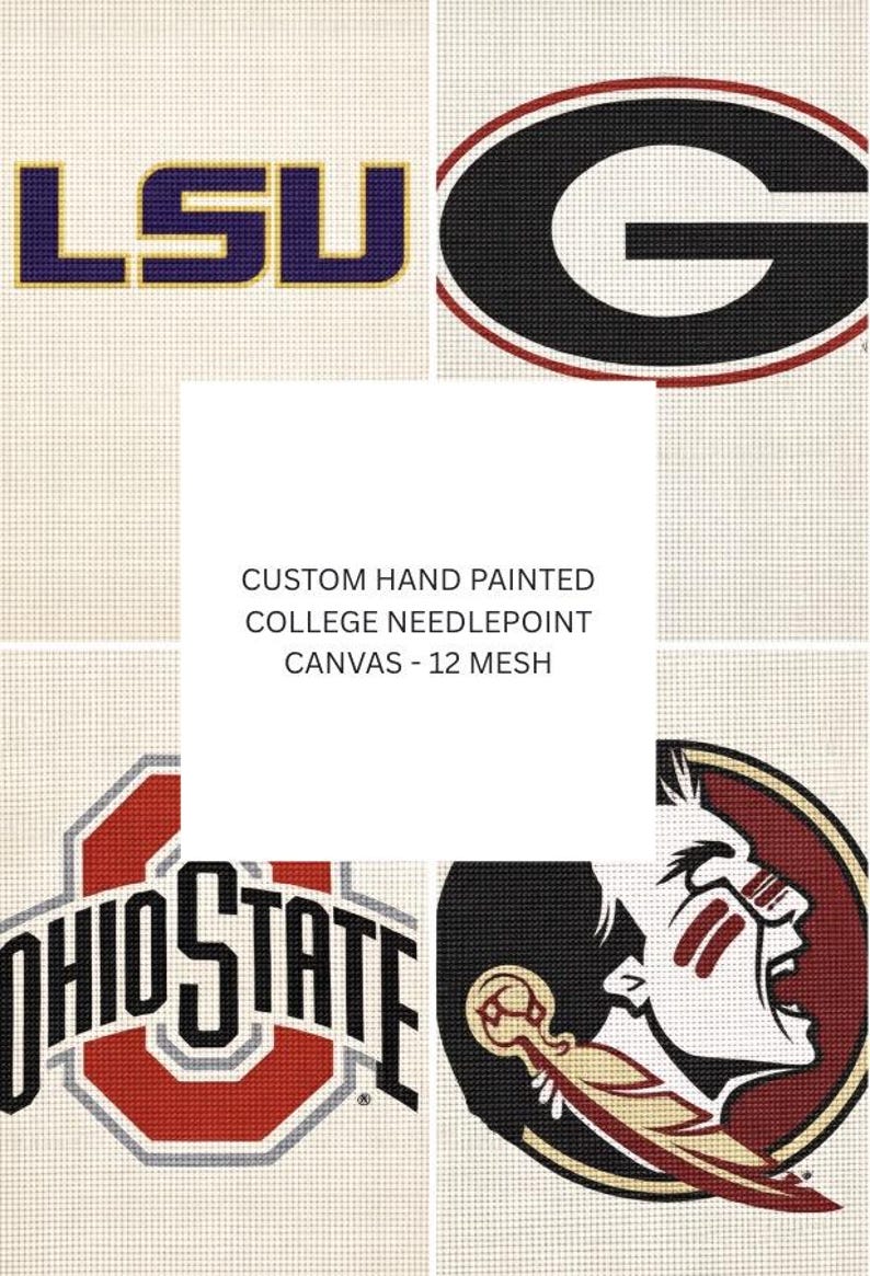 Hand Painted College Needlepoint Canvas, 13 Mesh - Etsy