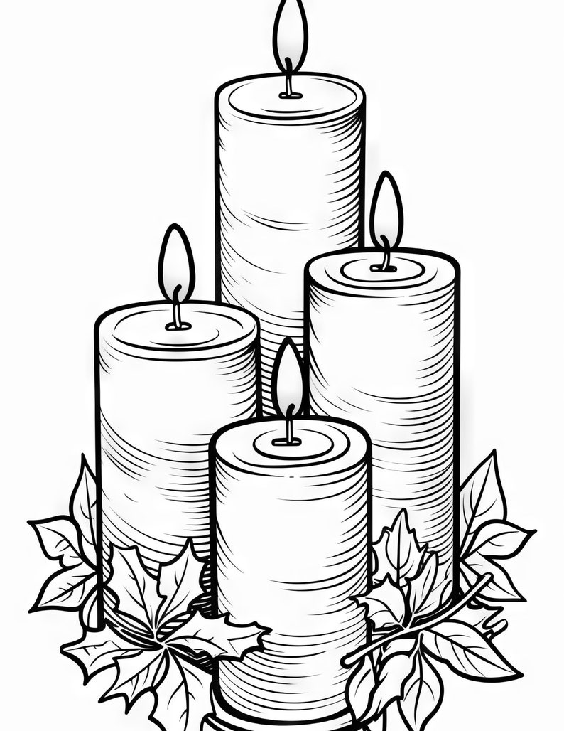 Candle Coloring Pages, Printable Coloring, Coloring Sheets, Instant ...